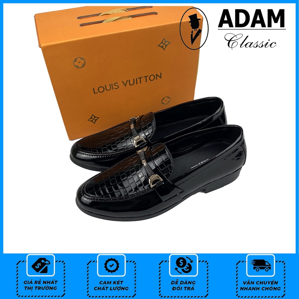 Men's checkered loafers { shiny leather material } embossed with ...