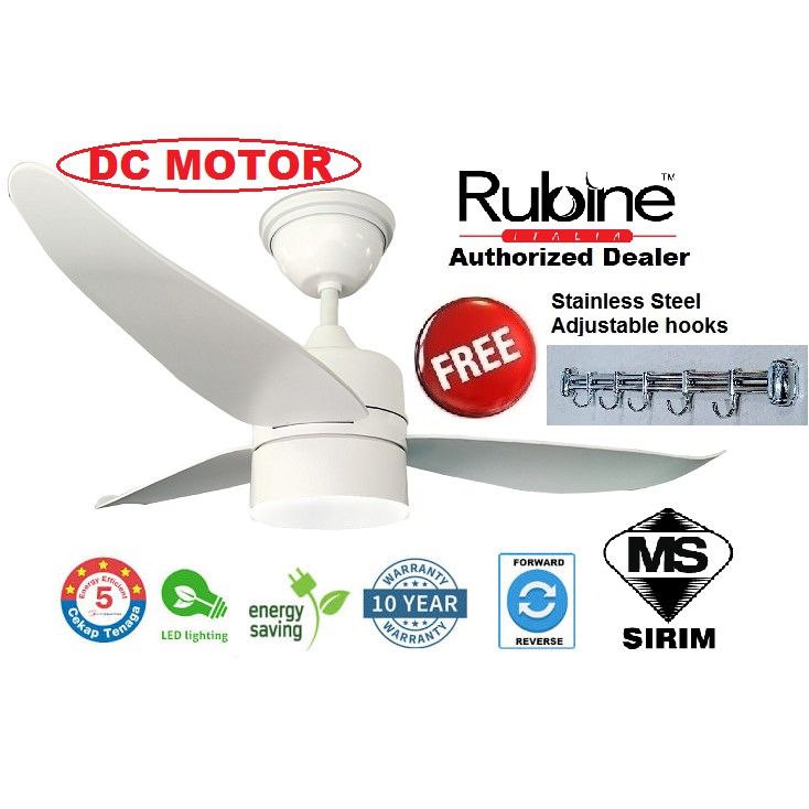 Rubine Rcf-Vasto 43 Fan White DC Ceiling Fan | Shopee Malaysia