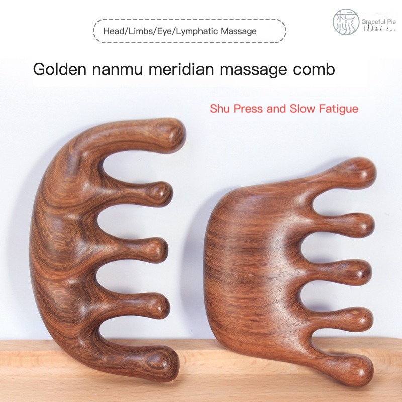 YOUMEIPAI Meridian Massage Comb Gold Silk Nanmu Lady Shoulder Neck Head ...