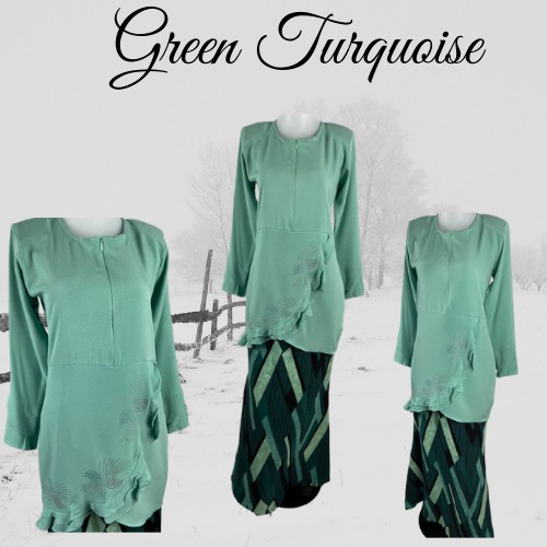 Baju Raya Rahmah 2023 baju raya hijau mint green baju kurung moden ...