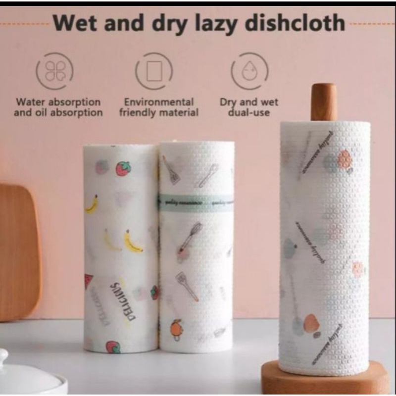 🔥Ready Stock🔥 Roll Cleaning Lazy Rags Dry Washable Kitchen Cleaning ...