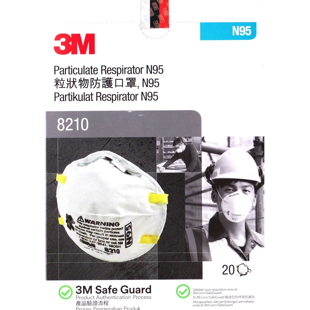 100% Original 3M N95 Particulate Respirator Face Mask 8210 (20 Pcs/Box) | Shopee Malaysia