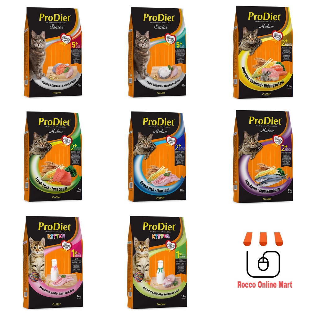 PRODIET CAT FOOD (DRY) - KITTEN (1.4KG) / ADULT(1.5KG) / SENIOR CAT(1 ...
