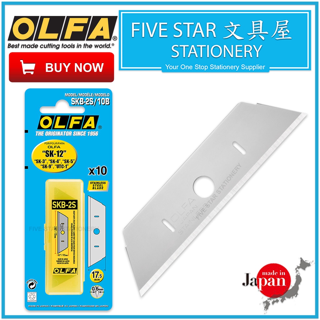 OLFA SKB-2S/10B Blade for SK-12 SK-3 SK-4 SK-5 SK-9 UTC-1 Stainless Steel Blade Pisau Mata Tajam ...