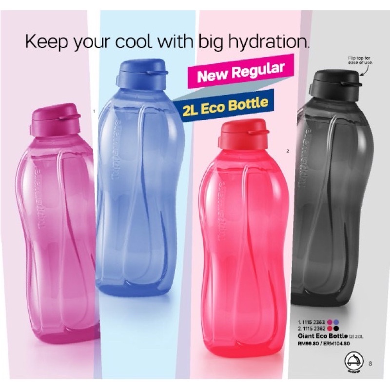 Tupperware Giant Eco Bottle 2L/Botol Air(1pc) | Shopee Malaysia