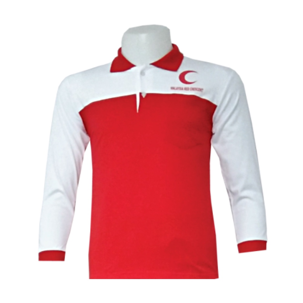T-Shirt PBSM Bulan Sabit Merah Berkolar Lengan Panjang / St John Long ...