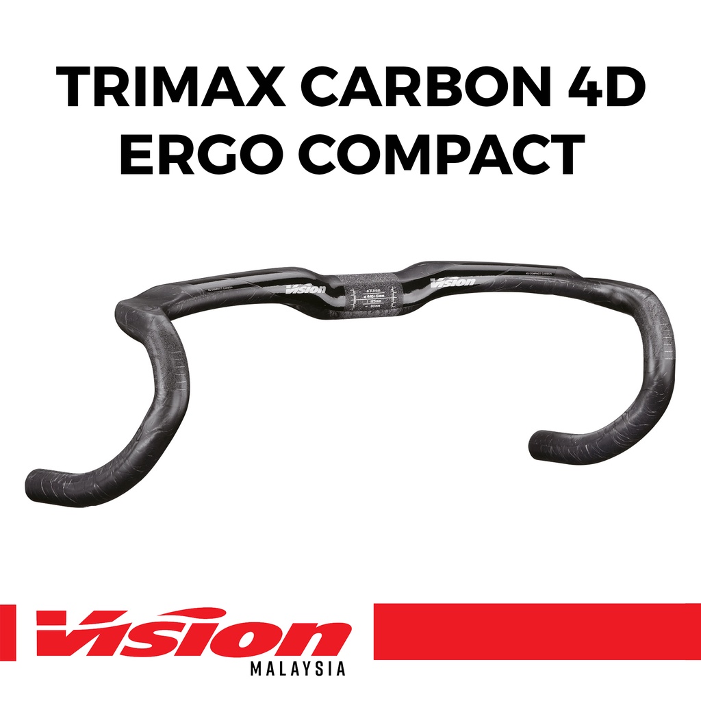 VISION TRIMAX CARBON 4D ERGO COMPACT HANDLEBAR 400MM 420MM | Shopee ...