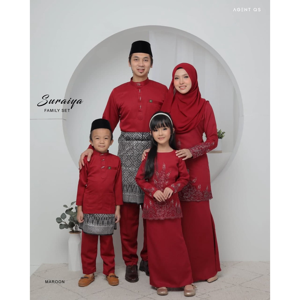 Baju Raya Set Family/Suraiya Maroon/Family Sets/Raya Sedondon/Baju ...