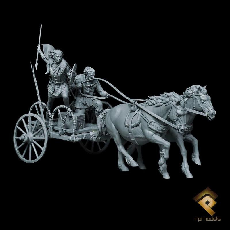 RP MODELS 75mm 1/20 Budika Essini Tribe Queen 75mm Horse Chariot GK ...