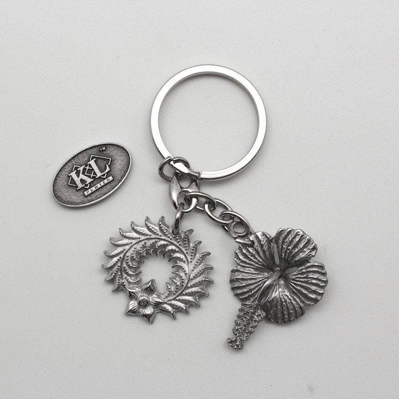 KL Pewter [805] Batik Flower & Bunga Raya | Keychain | Shopee Malaysia