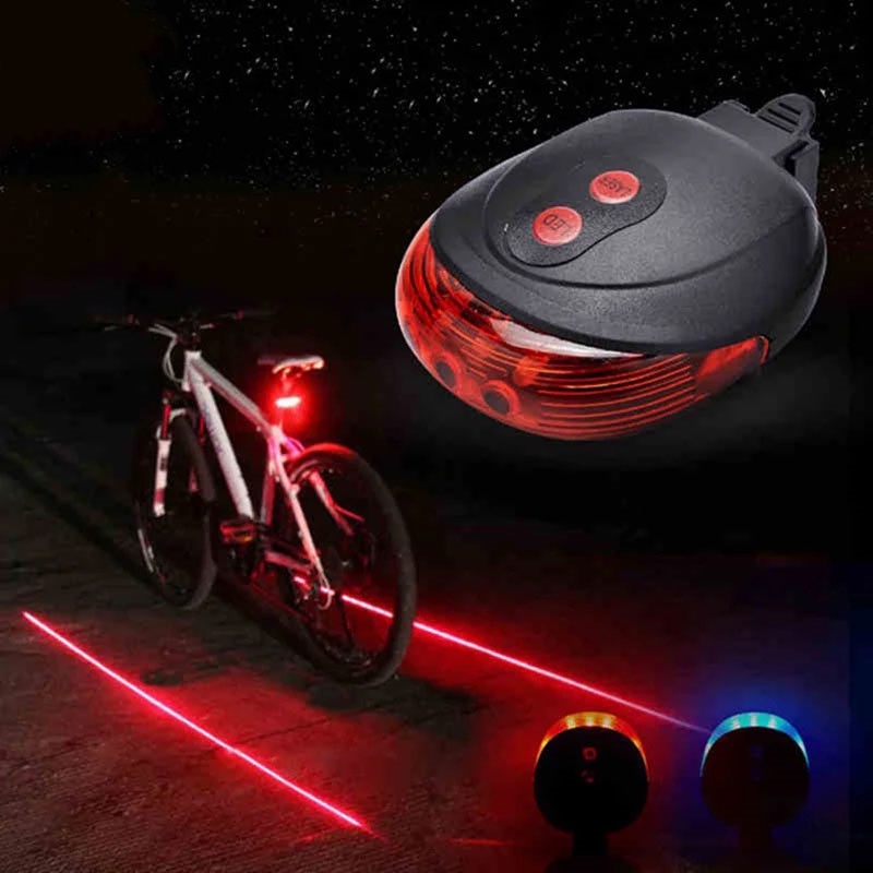 2 Laser +5 LED Rear Cycling Bicycle Bike Tail Safety Warning Flashing ...