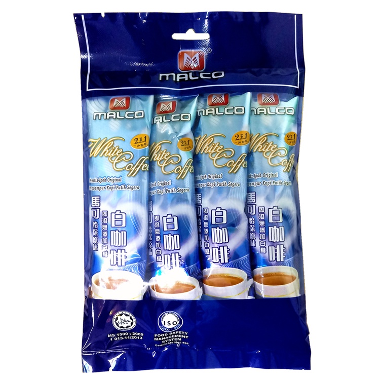 2 IN 1 NO SUGAR ADDED WHITE COFFEE ☕ "MALCO" IPOH KOPI PUTIH HALAL TAK TAMBAH GULA PUTIH 30GM x ...