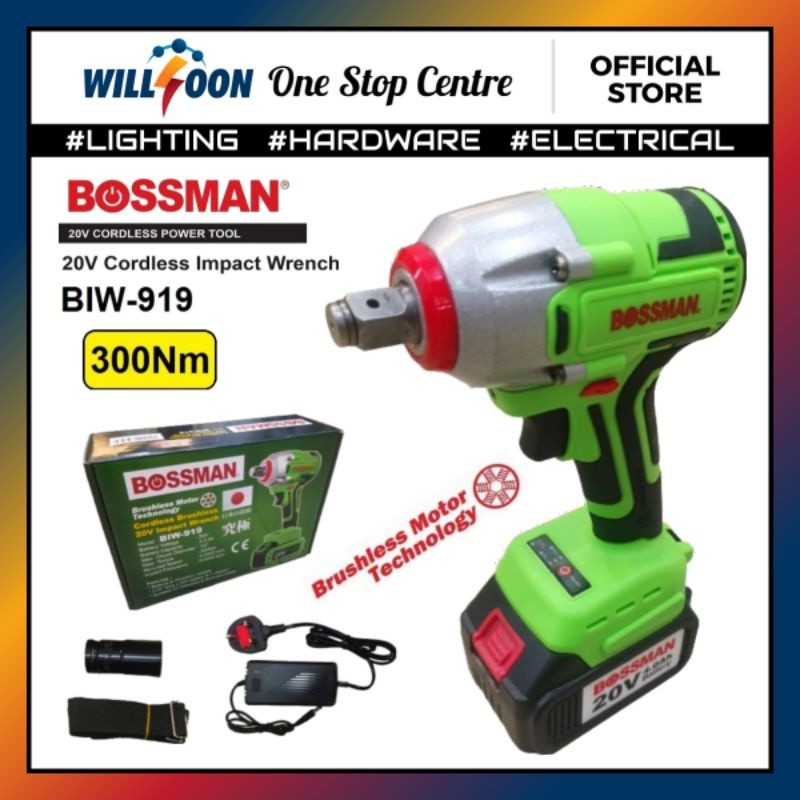 BOSSMAN 1/2 INCH HEAVY DUTY 300NM CORDLESS IMPACT WRENCH ELECTRIC ...
