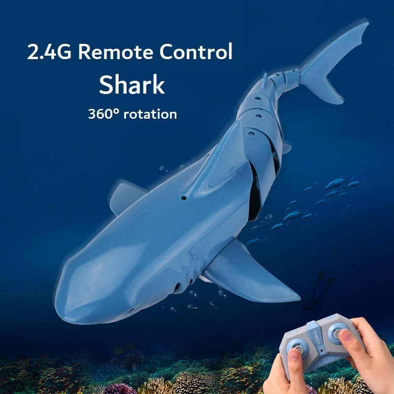 Waterproof 2.4G Remote Control Shark swim underwater electronic pet ...