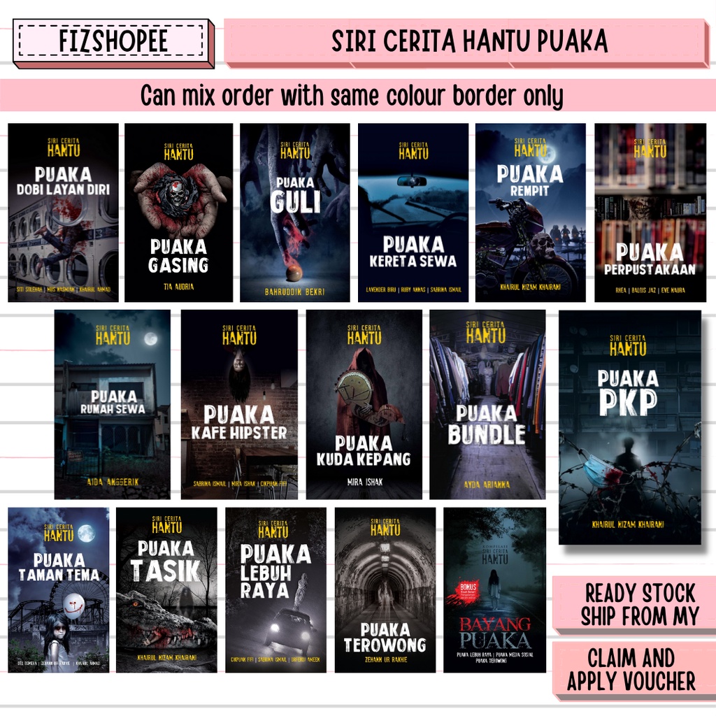 BUKU Novel Siri Cerita Hantu Puaka Sekolah Pkp Bayang Puaka Tasik Jambatan Kereta Sewa Cerita ...