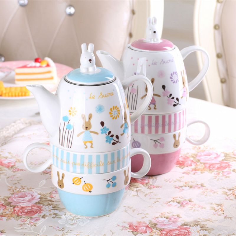 【Ready Stock】Japanese Style 3 Tier Rabbit Teapot With Cup Set | Shopee ...