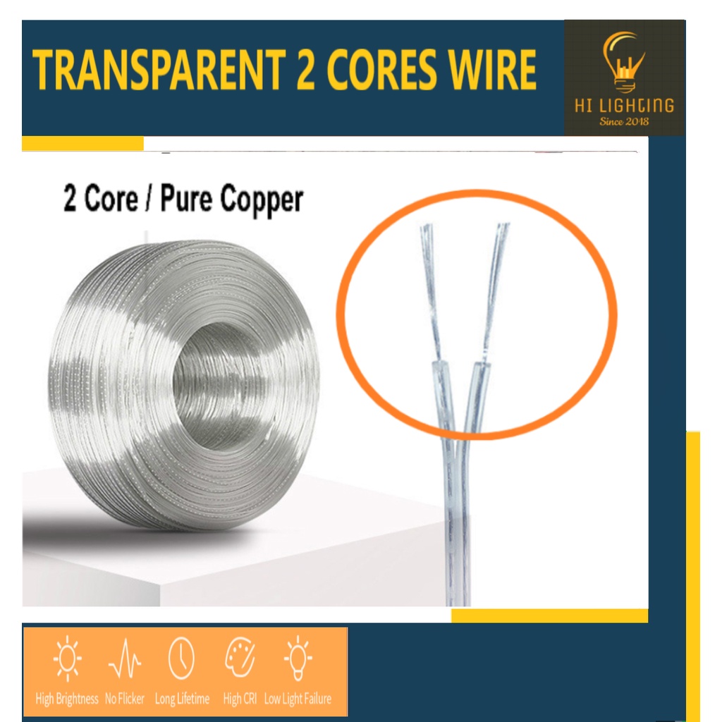 2 Core Transparent Parallel Electric Wire / Transparent Flat Wire ...
