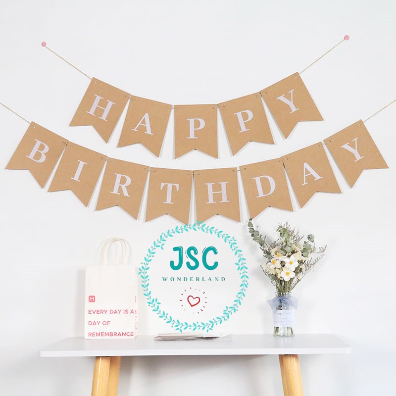 Happy Birthday Banner Kraft Paper Fish Tail Banner Design Banner ...