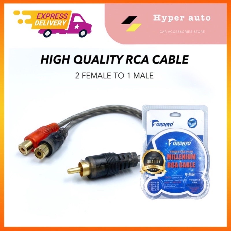 Fordayo Car Audio RCA Cable 1 Male To 2 Female / 1 Female To 2 Male Car ...