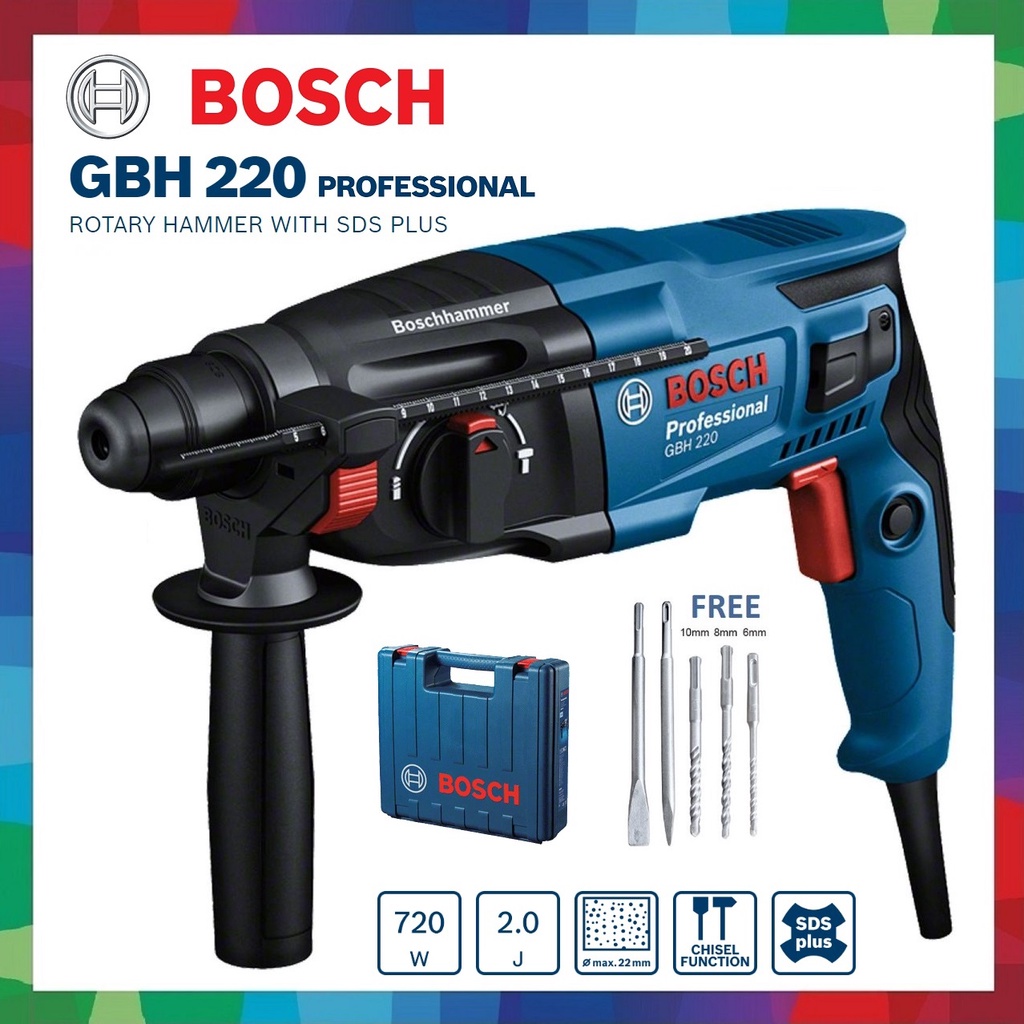 BOSCH GBH 220 720W Rotary Hammer Impact Drill with SDS plus WITH EXTRA ...