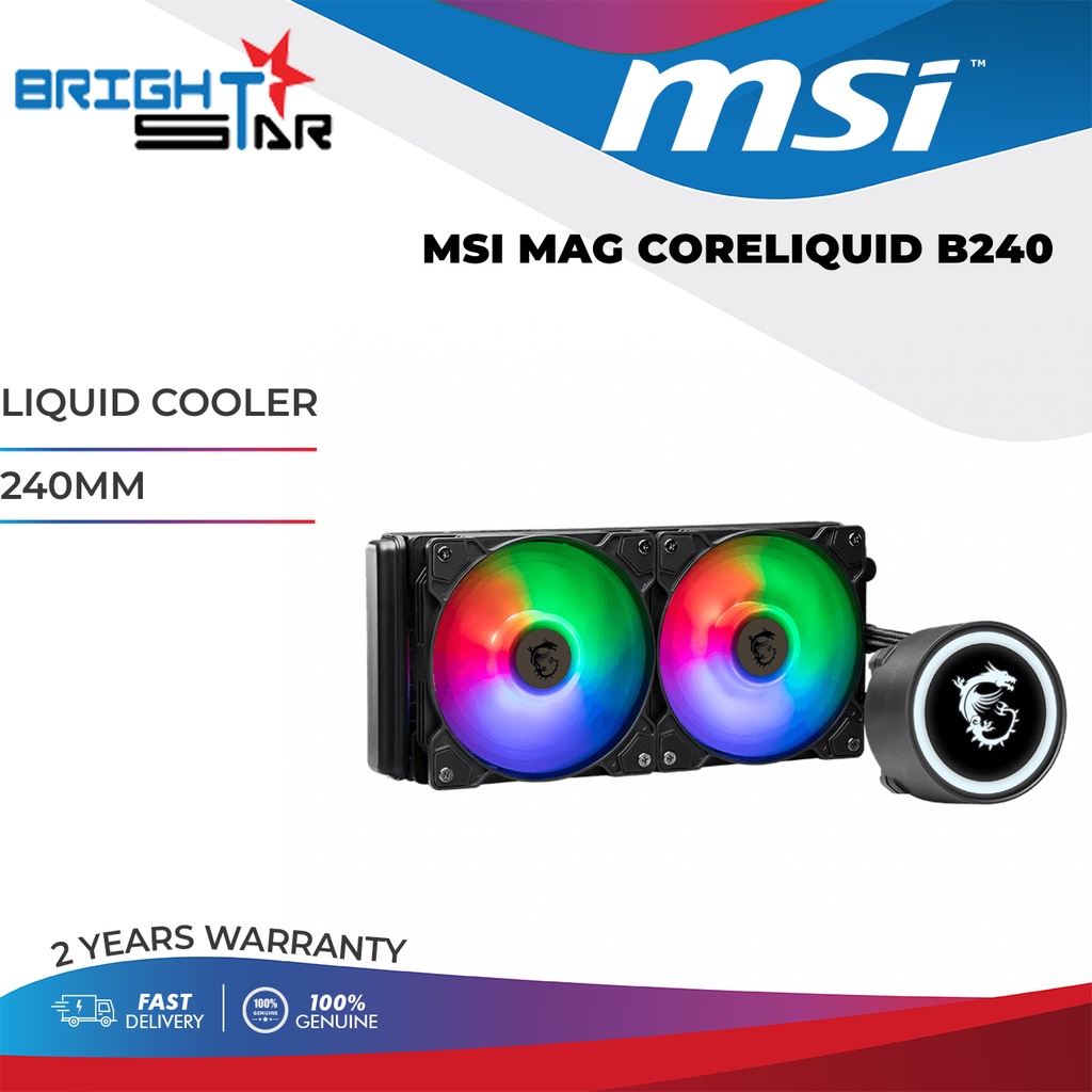 LIQUID COOLER MSI MAG CORELIQUID B240 / 240MM / 2Y WARRANTY | Shopee ...