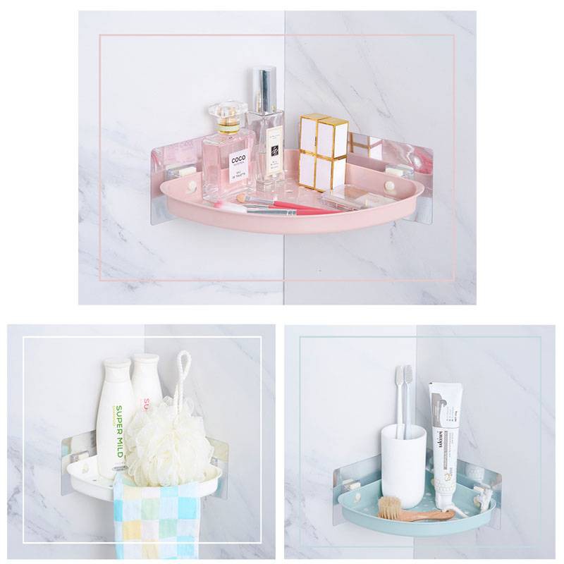 GTE Bathroom Corner Triangle Shelf Shower Storage Rack Free Punching ...