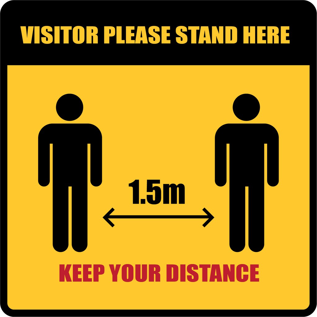 Stand Here Floor Sticker - Social Distance - (4pcs 30cm X 30cm) Square ...