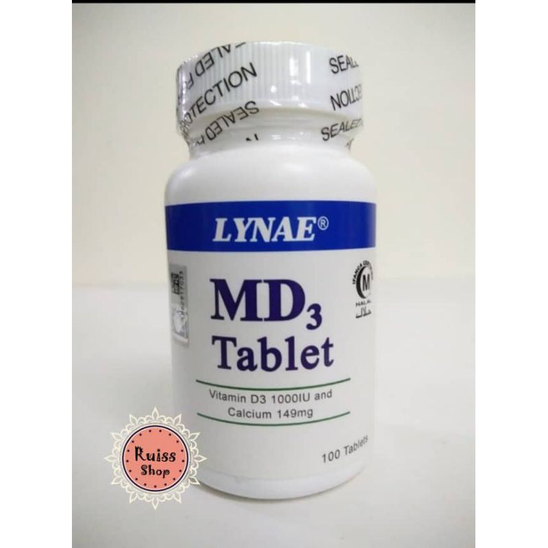 LYNAE MD3 Vitamin D 1000IU Calcium 149mg 100's (EXP:6/2022) | Shopee ...