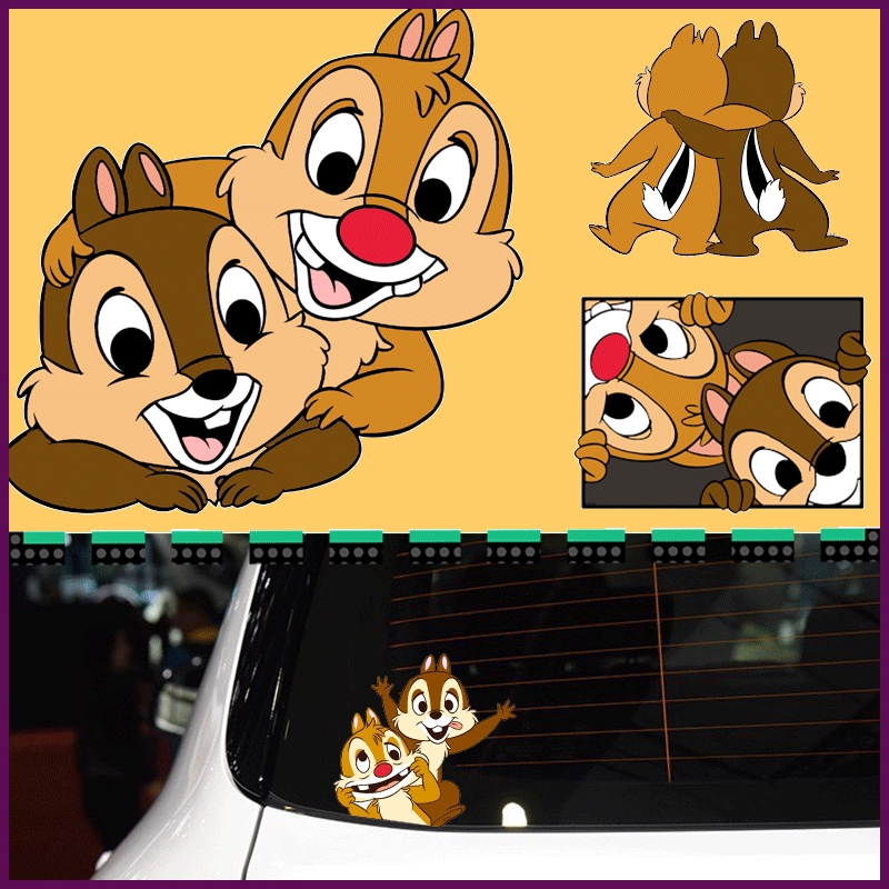 Cute Chip 'n' Dale Car Sticker Cartoon Car Door WIndow Eyebrow Rearview ...