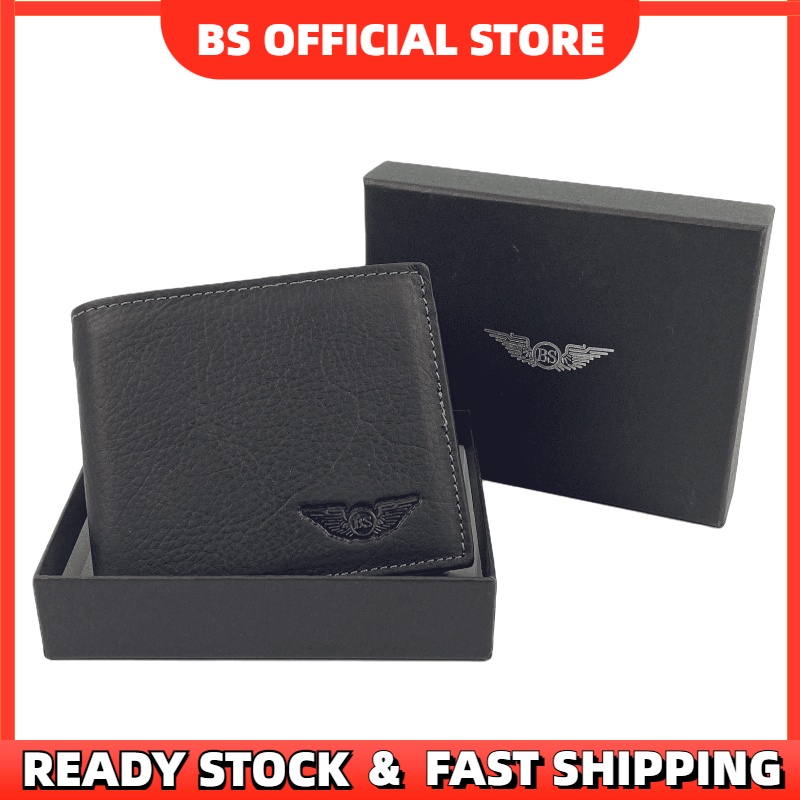 【READY STOCK】BS Luxury Premium Quality Genuine Leather Wallet Men Smart ...