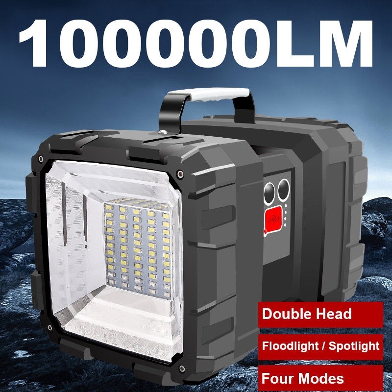 Super Bright 100000LM Double Head Spotlight Flashlight Searchlight ...
