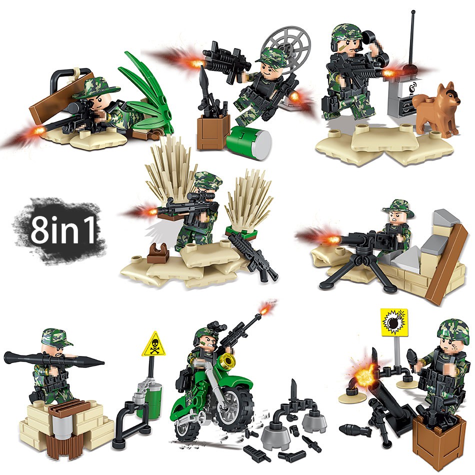 LELE 36010 Jungle Elite MODERN ARMY Minifigure Series (bricks ...
