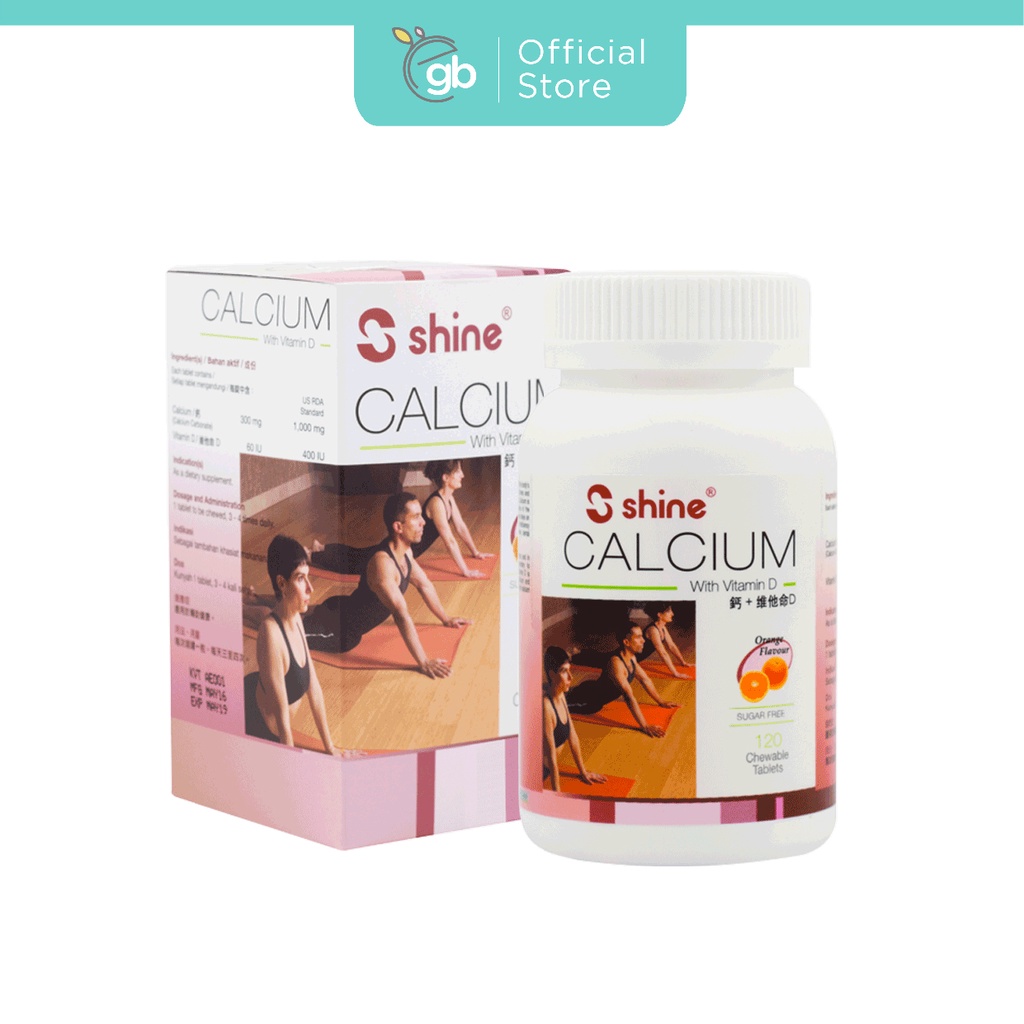 Shine Calcium with Vitamin D Chewable Tablet - Orange Flavour (120's ...
