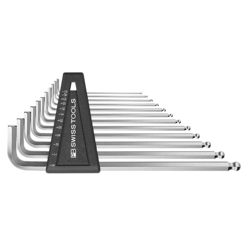 PB SWISS TOOLS 12pcs Hexagon Allen Key L-Wrench Set Imperial Dimensions with Ball-Point (inch ...