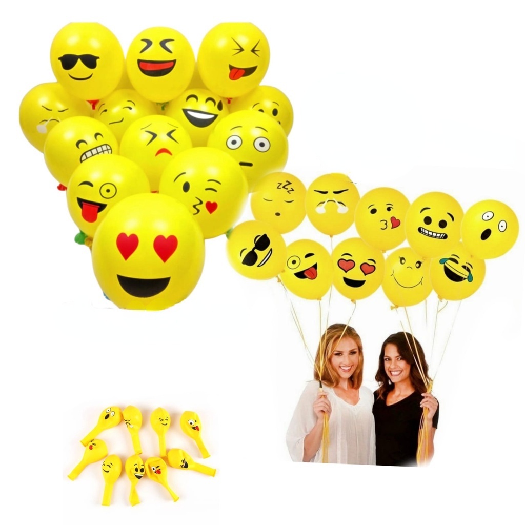 10Pcs 12 Inch Expression Balloon Smiley Face Party Wedding Yellow Latex ...
