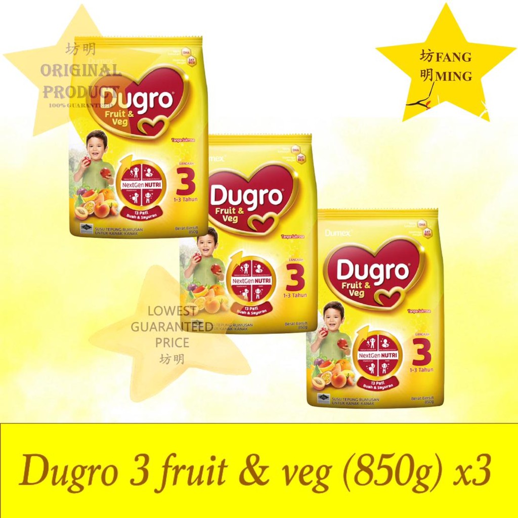 Dumex Dugro 3 - Fruit & Veg (850g x3)Exp | Shopee Malaysia