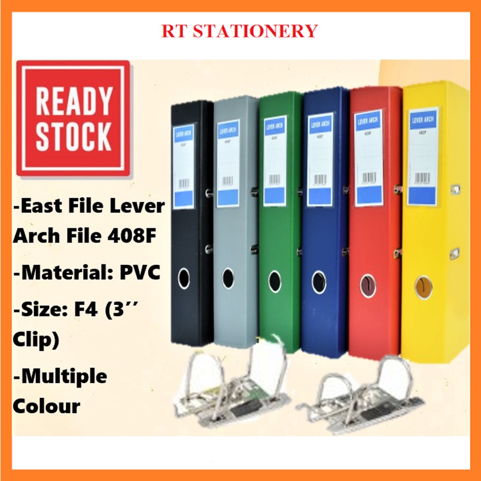 East File Lever Arch PVC A4 Size 408F Document File Folder School ...