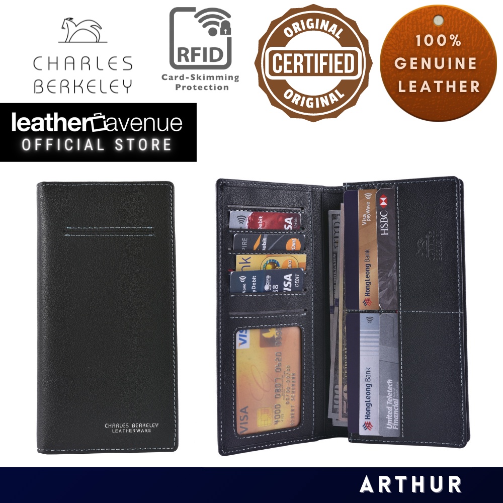Charles Berkeley Arthur Men's Calf Leather Long Wallet with RFID Anti ...