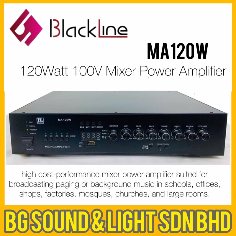 Blackline MA120W 120Watt Mixing public Address Amplifier / MA120 ...