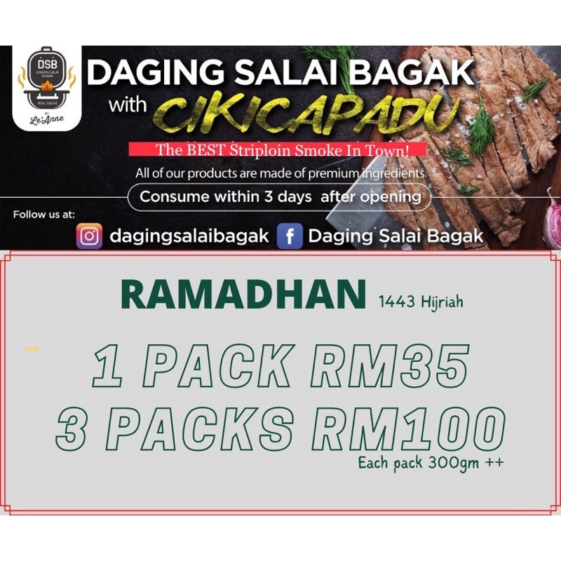 Daging Salai Bagak STRIPLOIN FREE Cikicapadu! (300gm++) - Berwajah BARU ...
