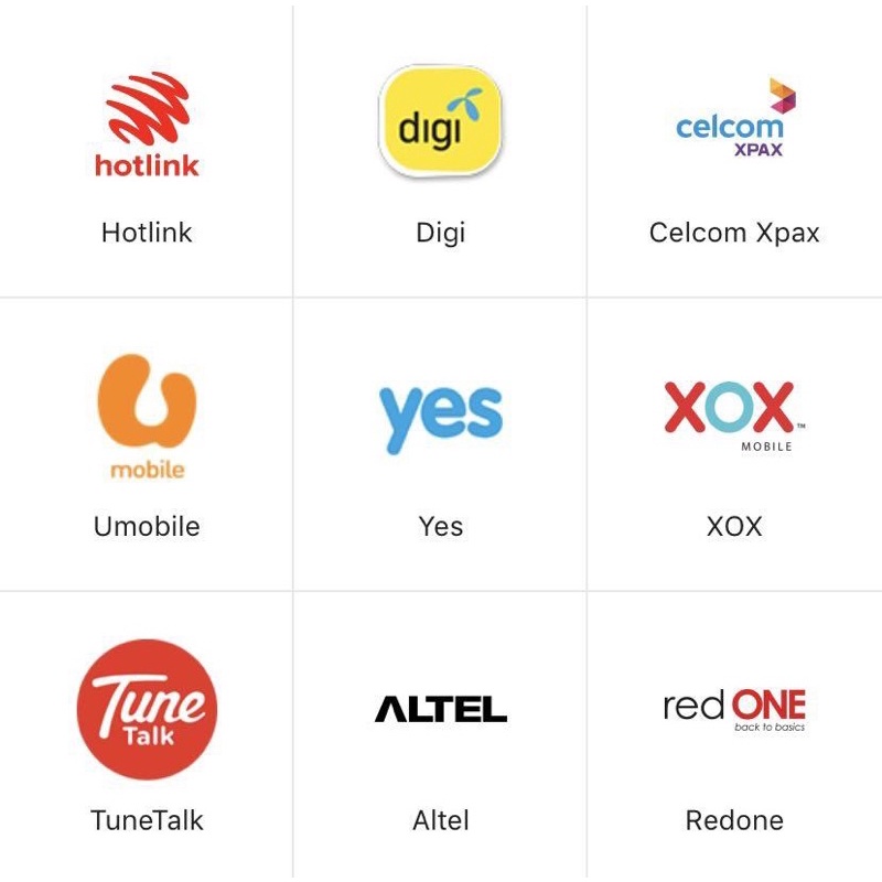TOPUP RELOAD Digi, Maxis, Celcom, U Mobile, XOX, Tune, Altel, redONE ...