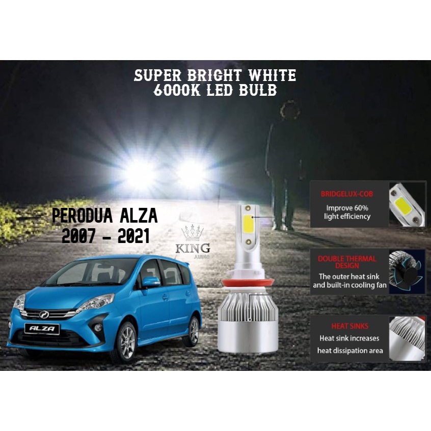 Perodua Alza 2007-2021 C6 LED Light Bulb 6000K White 1Pair 2pcs Car ...
