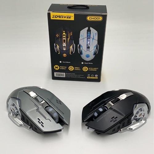Wireless Gaming Mouse Rechargeable 2.4GHz with RGB Backlight (Zornwee CH001) - Black/White ...