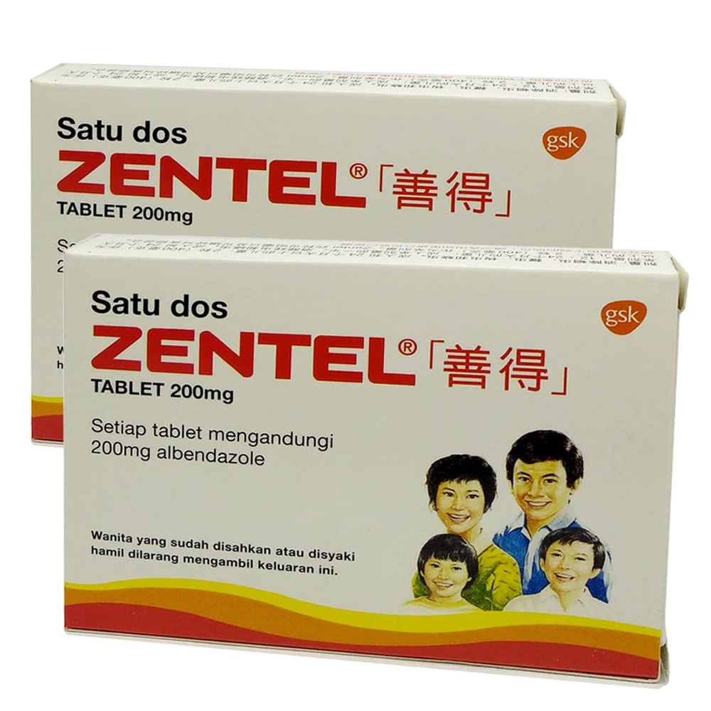 Zentel Ubat Cacing Tablets 200mg 2x2s / 2s | Shopee Malaysia