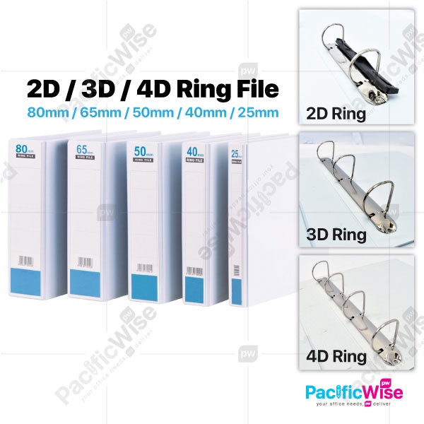2D Ring File White PVC File A4 File /3D/4D Ring Binder/Fail Cincin PVC ...