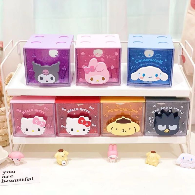 New cute cartoon glitter transparent drawer box desktop storage box ...