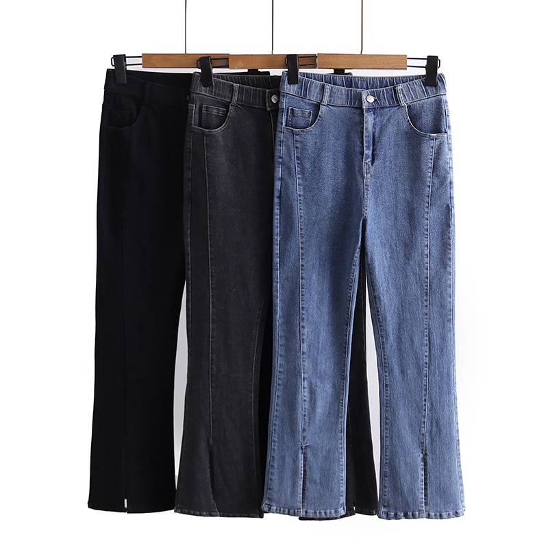 Plus Size XL-6XL Women's Stretchable High Waist Denim Pants Solid Color ...