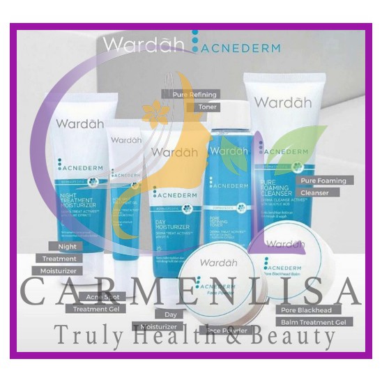 Wardah Acnederm Series Cleanser Toner Day Night Cream Acne Pore / acne ...