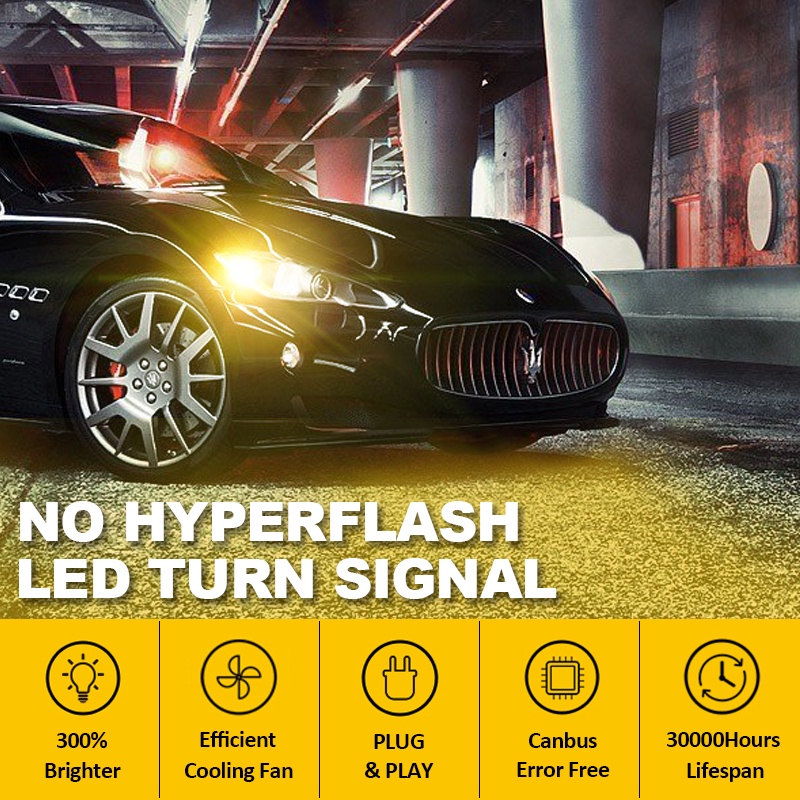 TUFFOO No Hyperflash Car LED Turn signal Bulb With Fan T20 1156 WY21W BAU15S PY21W 7440 BA15S ...