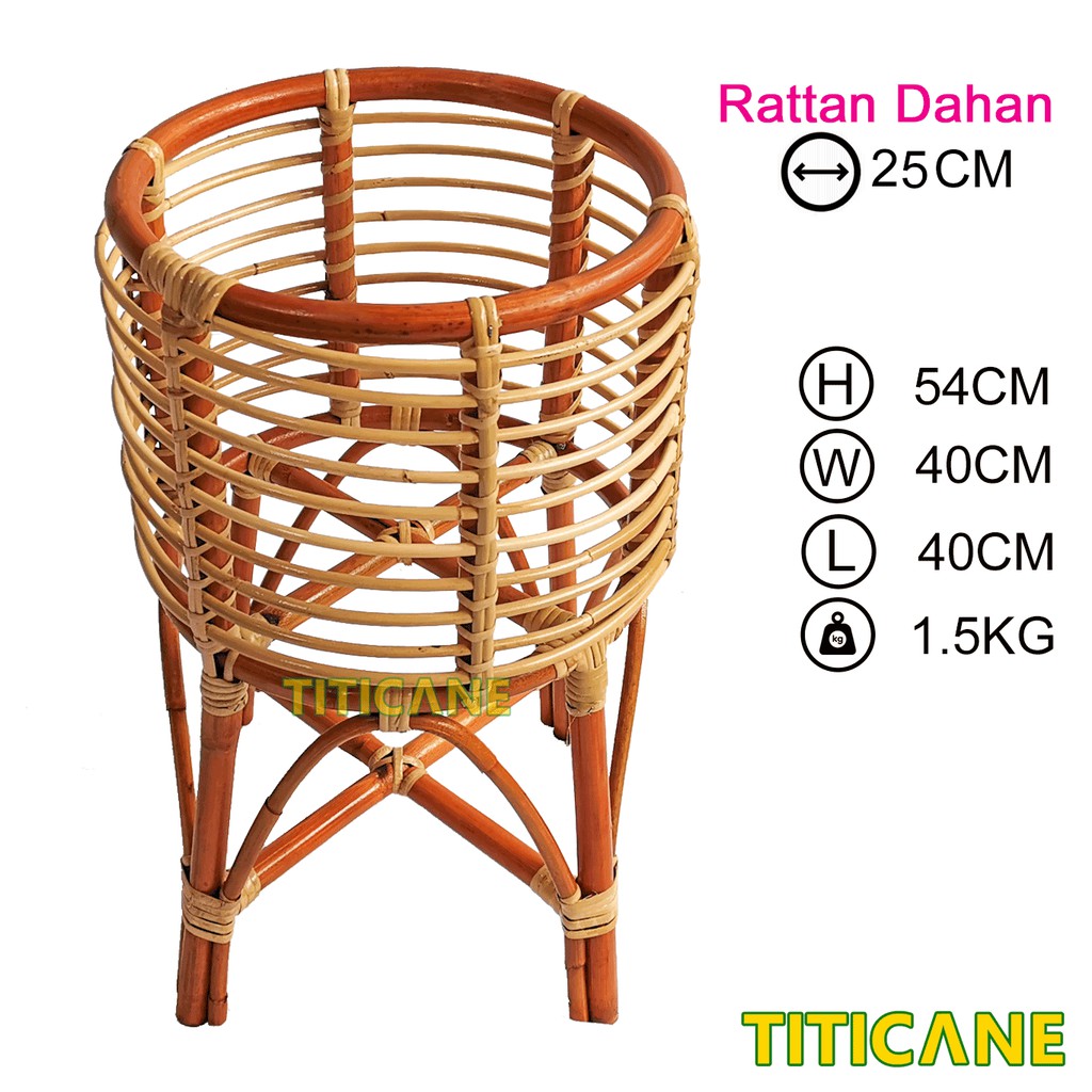 TITICANE TITI Flower Pot Stand Rack [ Rak Pasu Bunga Rotan ] [ Rattan ...